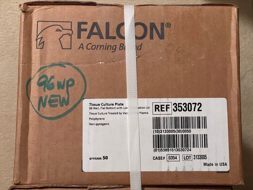 Falcon 353072 Tissue Culture Plate 96 Well Flat Lid Sterile Polystyrene ...