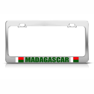 Madagascar Flag Country Steel Metal License Plate Frame Car Auto Tag ...