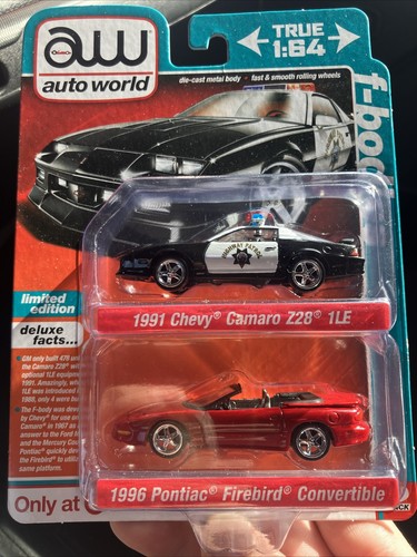 Auto World AW Target 2 Pack 91 CHP Chevy Camaro Z28 1LE & 96 Pontiac ...
