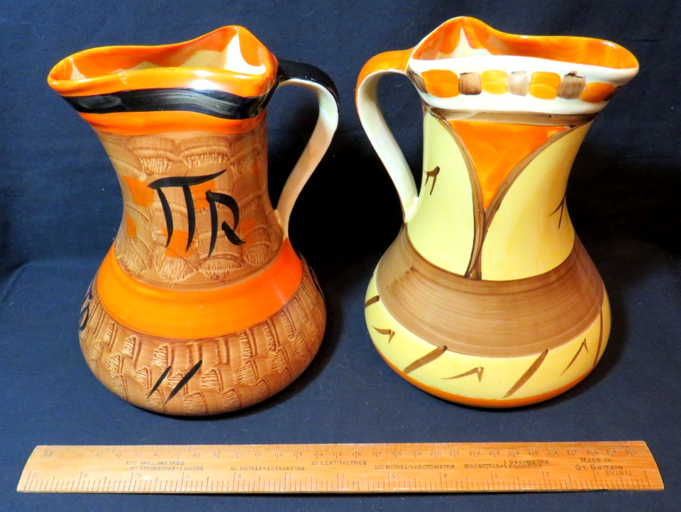3 Myott Pinch Neck Jugs / Pitchers. Abstract Design. Art Deco | eBay UK