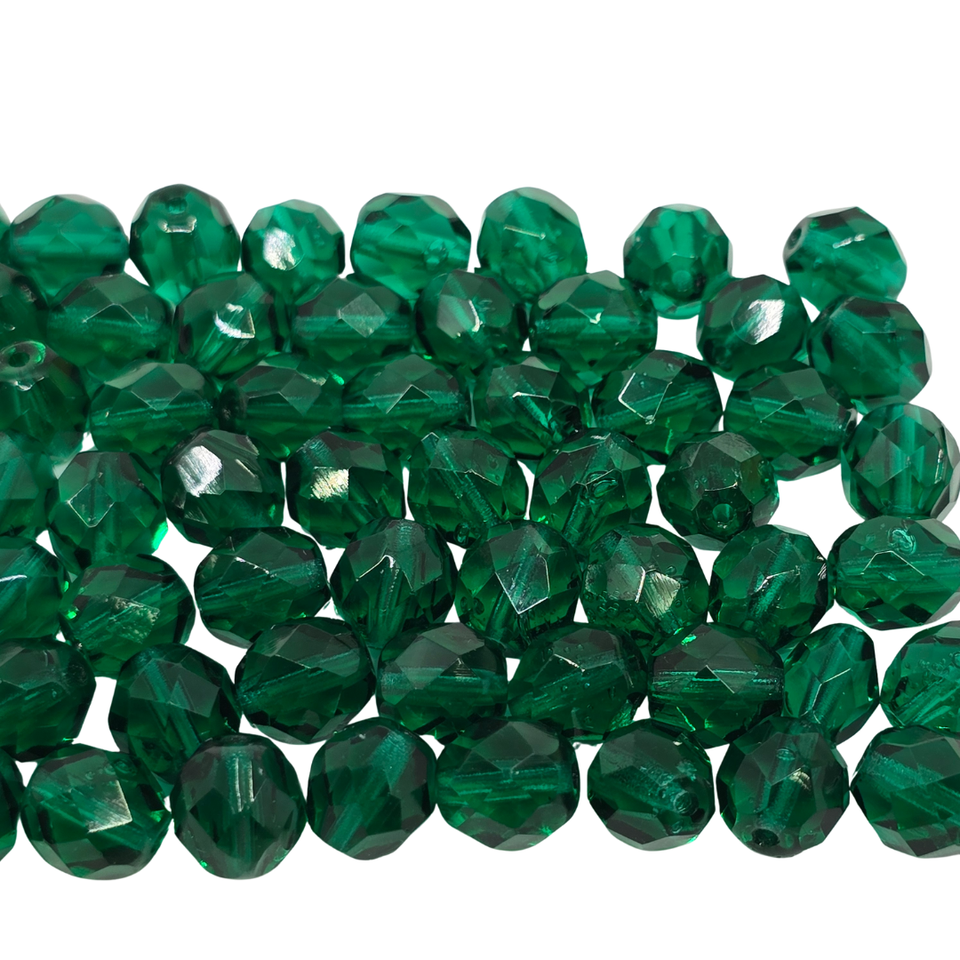 Czech Vintage Fire Polished Emerald Green Glass Beads 40 grams 8mm | eBay
