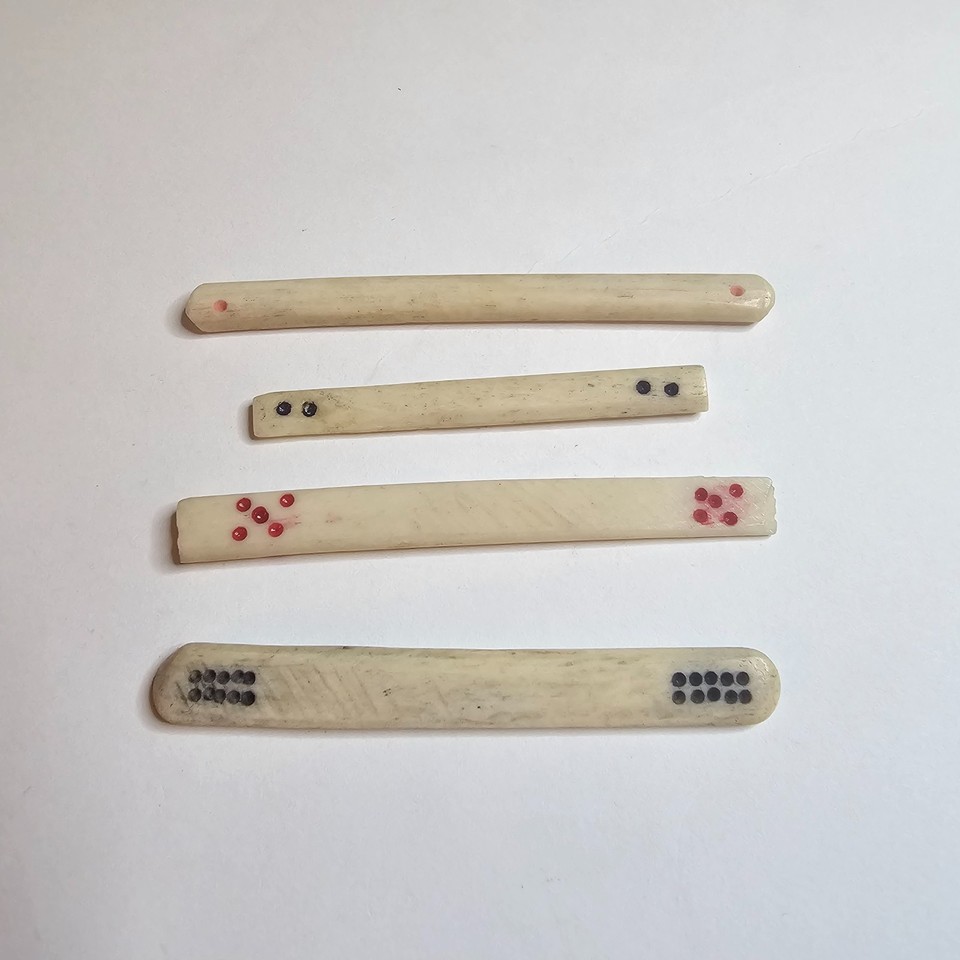 ~4~ c.1920-30s MAH-JONG BONE DOT COUNTING SCORING TALLY STICKS MA JONGG ...