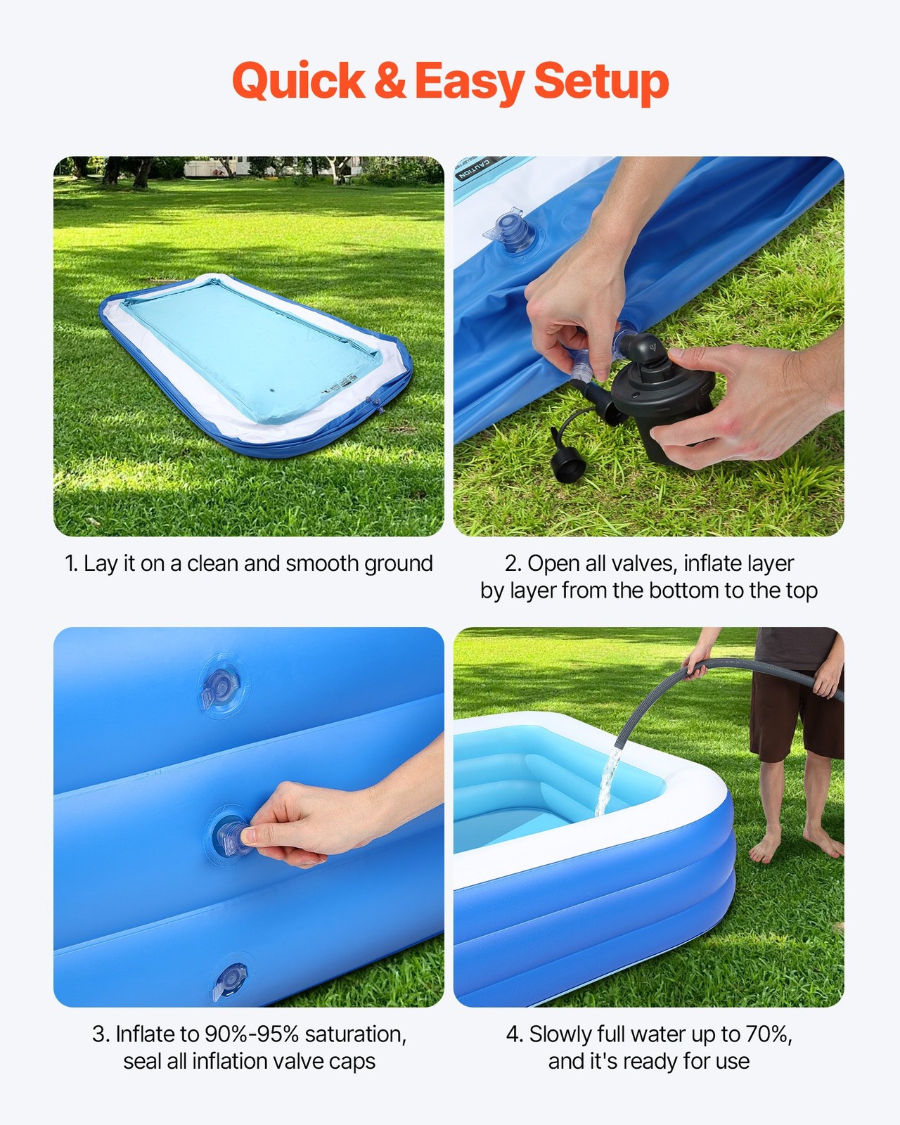 VEVOR Inflatable Pool; 118 x 67 x 20 inch Large Inflatable Swimming ...