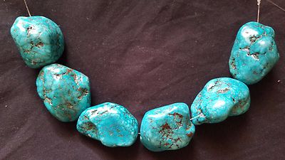 6 Natural Turquoise Stones Large Chunk Polished Pre driled for Pendant ...