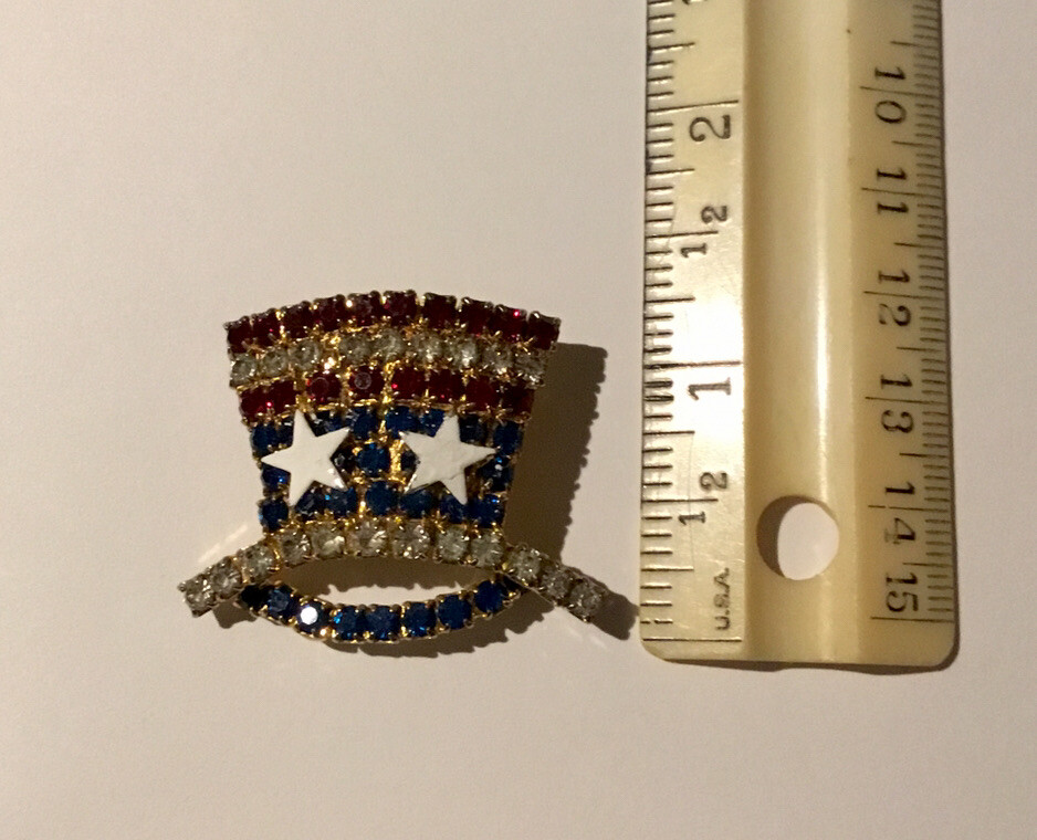 1976 Bicentennial Patriotic Pin Uncle Sam Top Hat Pol… - Gem