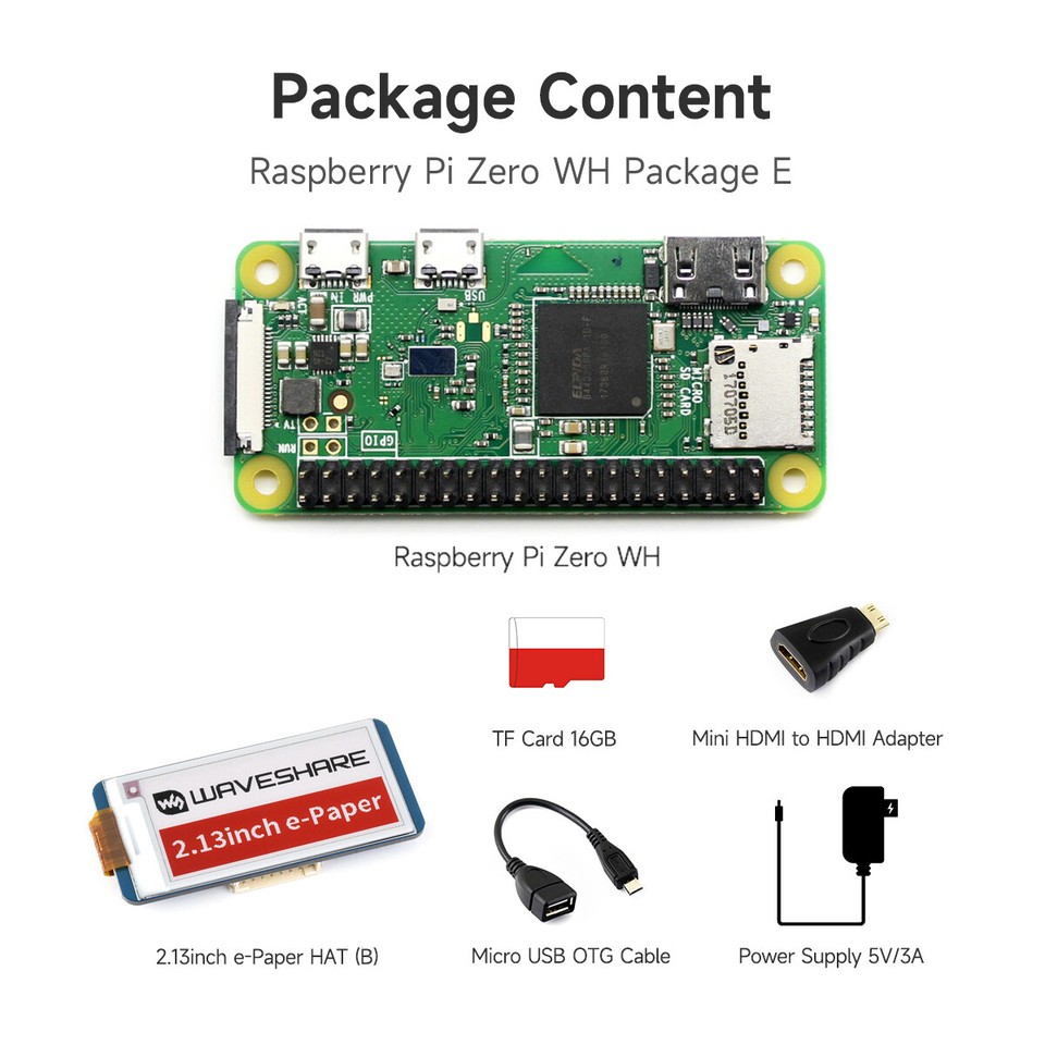 Raspberry Pi Zero W Kit with Waveshare Accessory, Built-in WiFi and ...