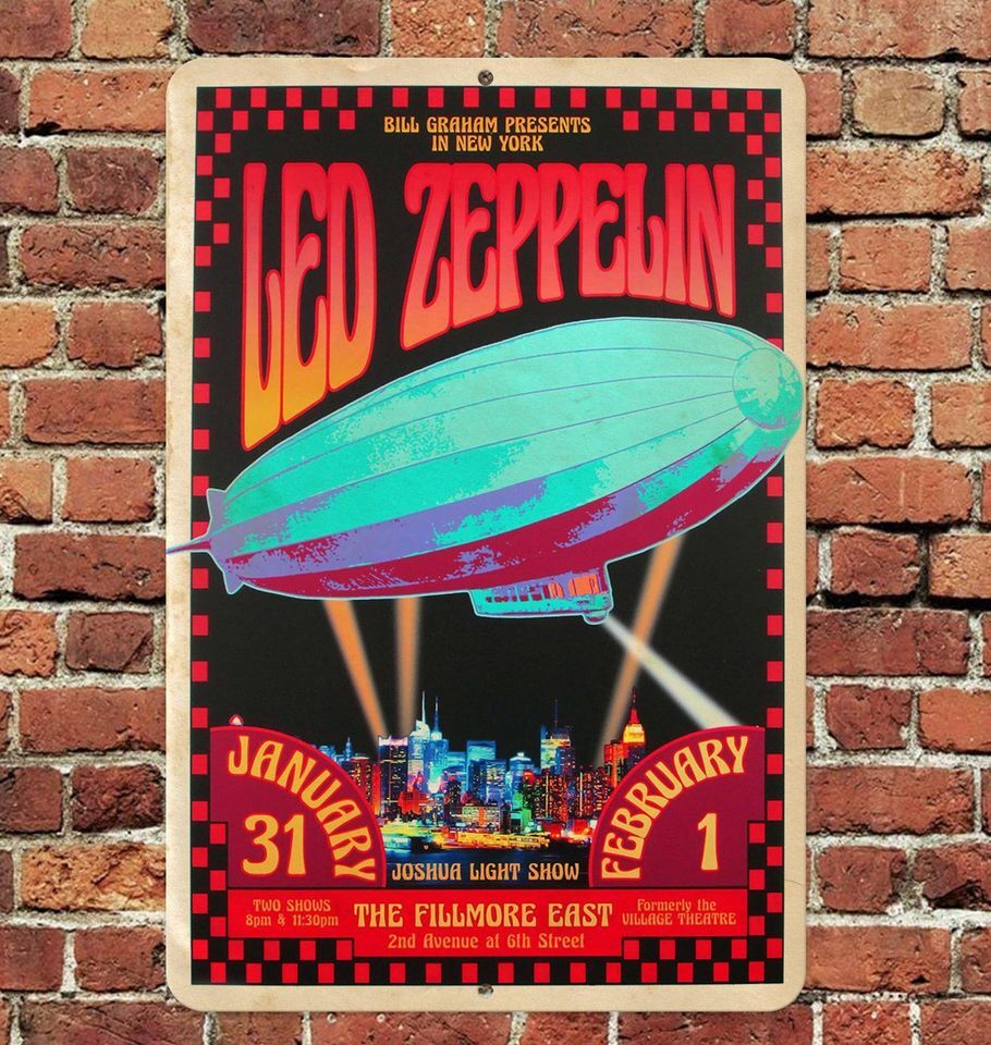 Led Zeppelin Fillmore East Concert Metal Tin Sign 8x12 | eBay