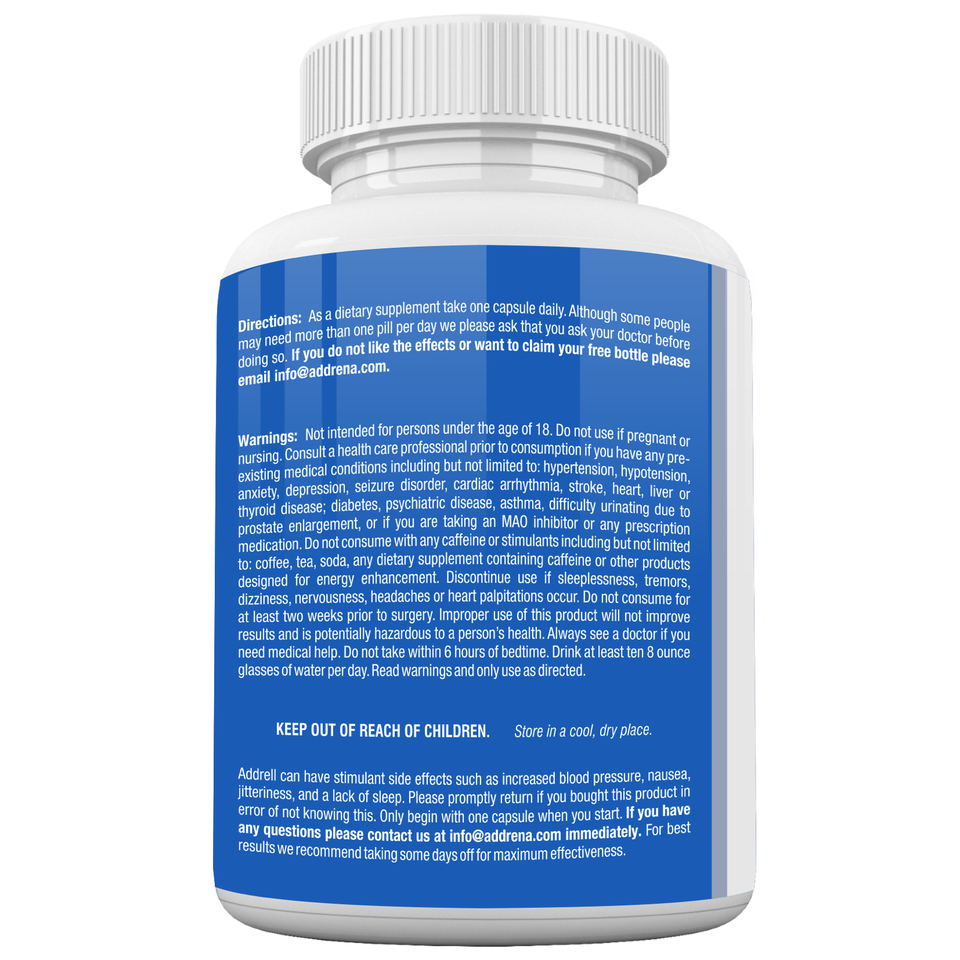 Addrell Energy Pills- Stimulants & Nootropic Brain Booster Supplement ...