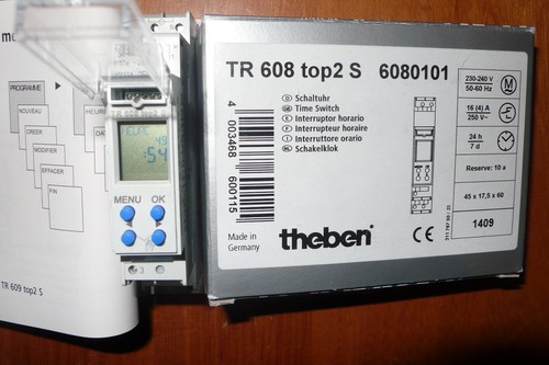 INTERRUPTEUR HORAIRE HEBDOMADAIRE TR608 top2 S, THEBEN 6080101, HORLOGE ...