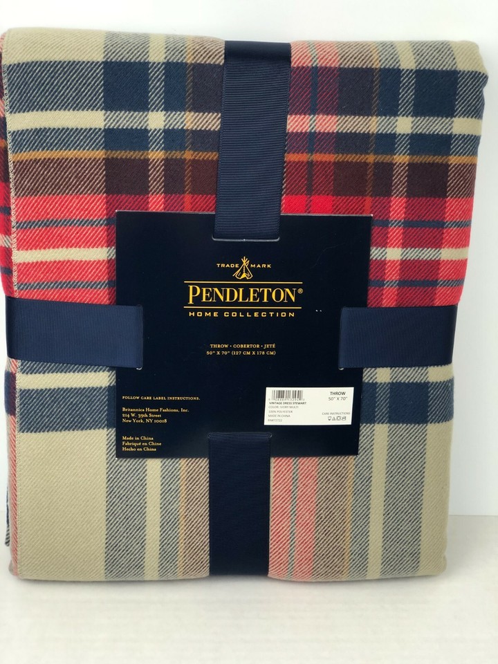 Pendleton Vintage Dress Stewart Faux Cashmere Throw Blanket Tartan ...