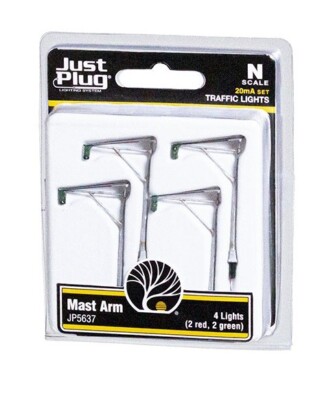 4 (1 pack) Woodland Scenics Just Plug Mast Arm Traffic Lights N Scale ...