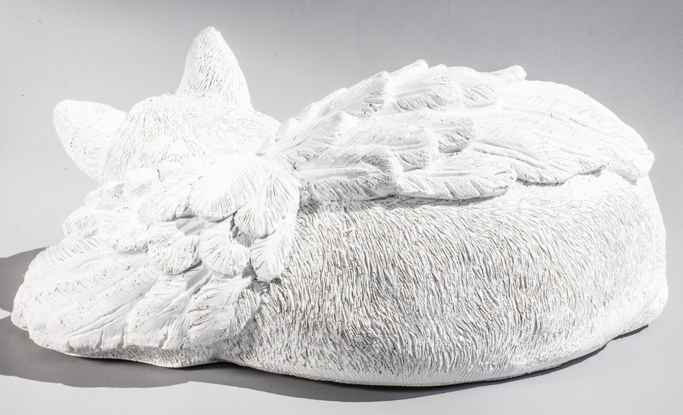 Unpainted Cat Angel Memorial Statue Pet Loss Grave Decor Garden Figure ...