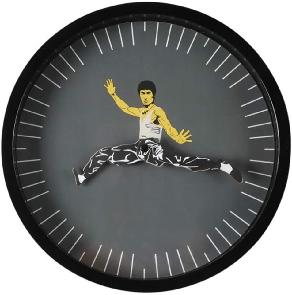 9.84" Bruce Lee Kung Fu Wall Clock Silent Movement Chinese Kung Fu ...