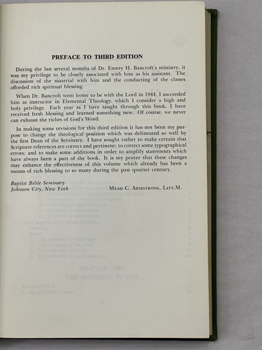 Elemental Theology, Doctrinal and Conservative By Emery Bancroft, Third ...