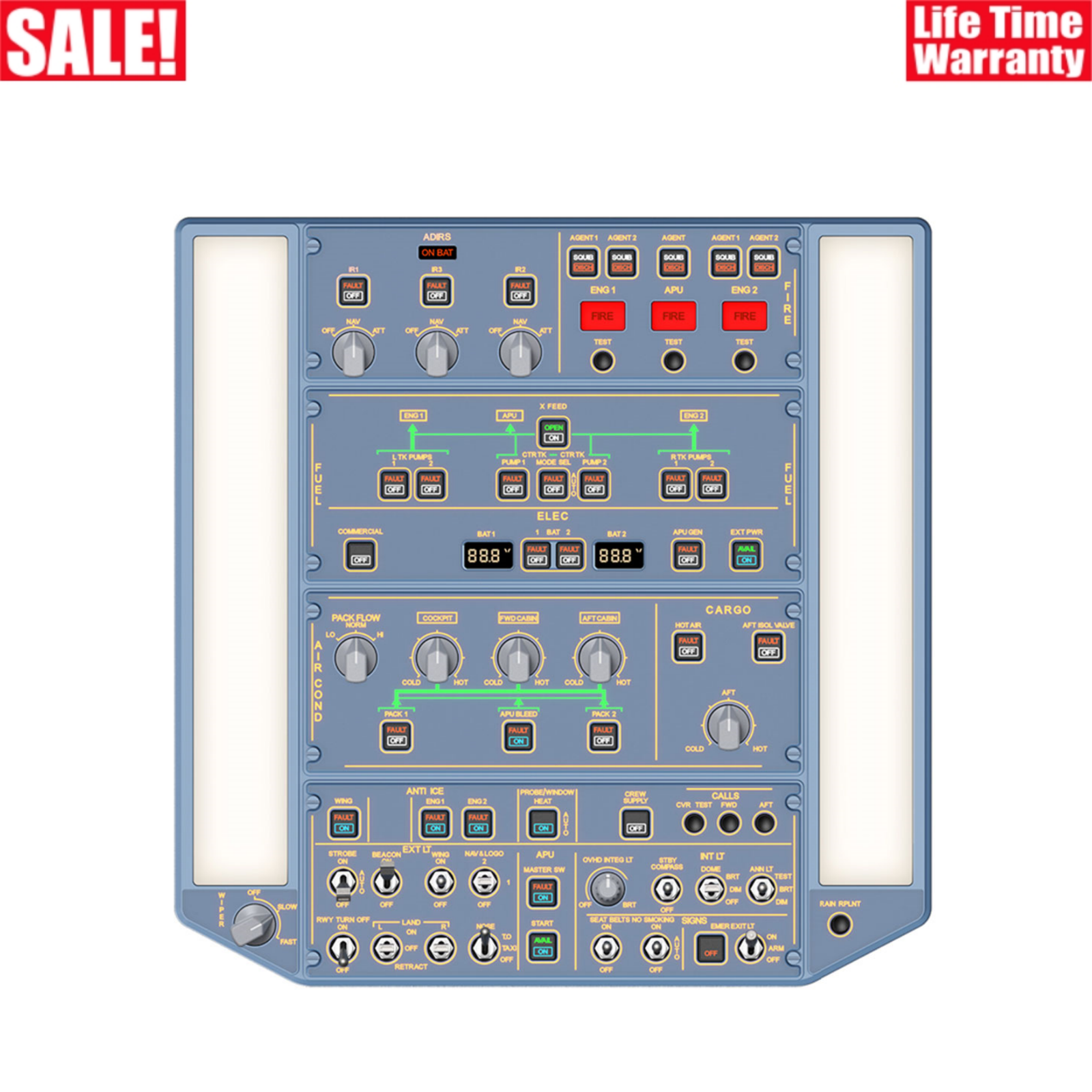 WINGFLEX A320 Overhead Panel with IRS & Lighting Panels for Airbus PC ...