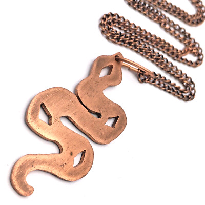 Vintage Copper Artisan Snake Pendant Necklace Copper Chain Handmade ...