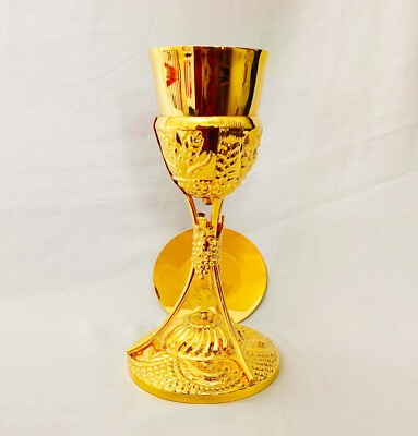 Chalice & Paten Large Catholic Gold Plated Brass Goblet Holy Church ...
