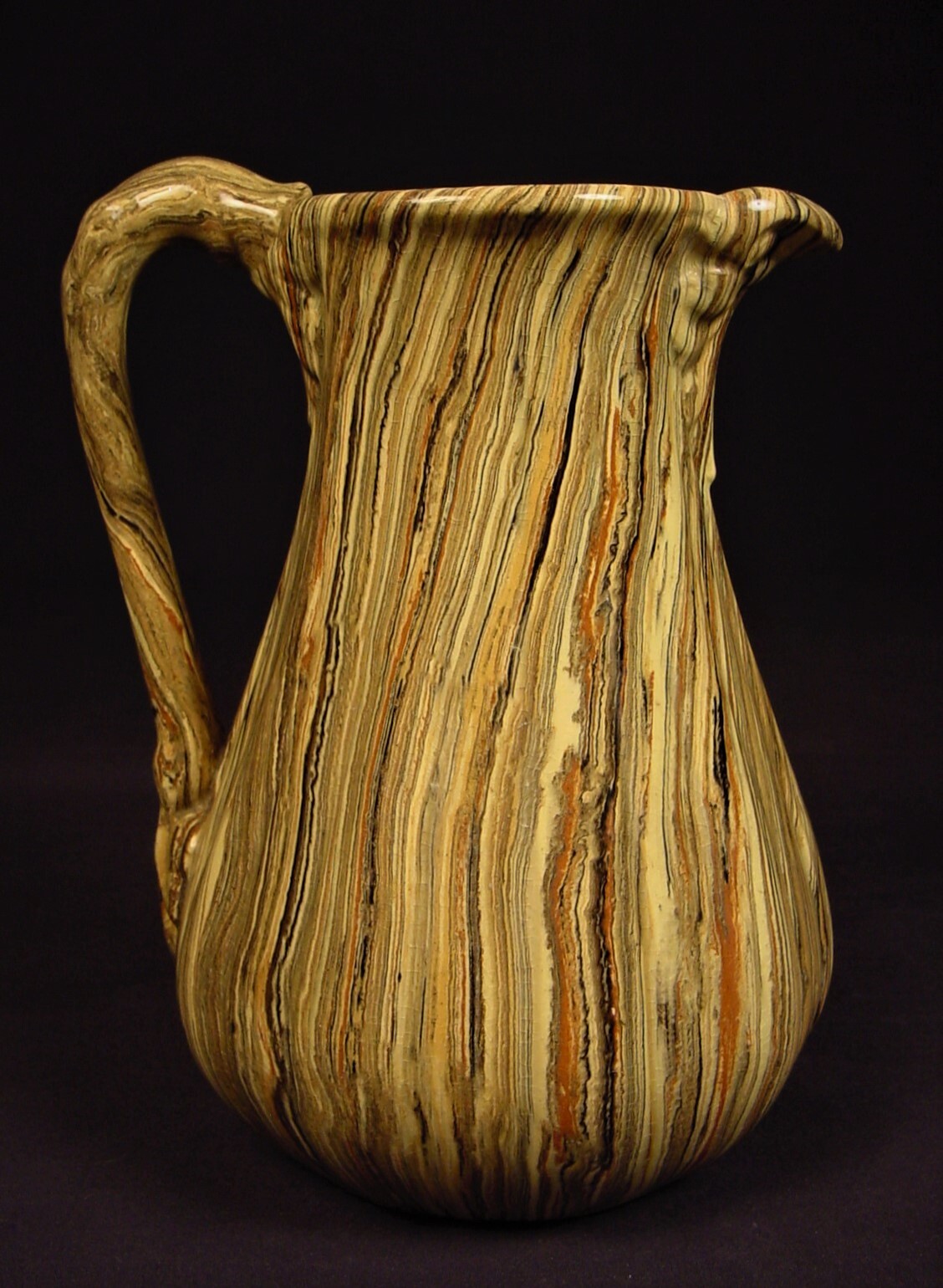 EXTREMELY RARE 1800s MARBLED AGATE PITCHER MOCHA MOCHAWARE YELLOW WARE ...