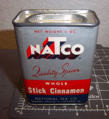 Vintage Natco whole STICK CINNAMON 1 oz Spice tin, National Tea Company ...