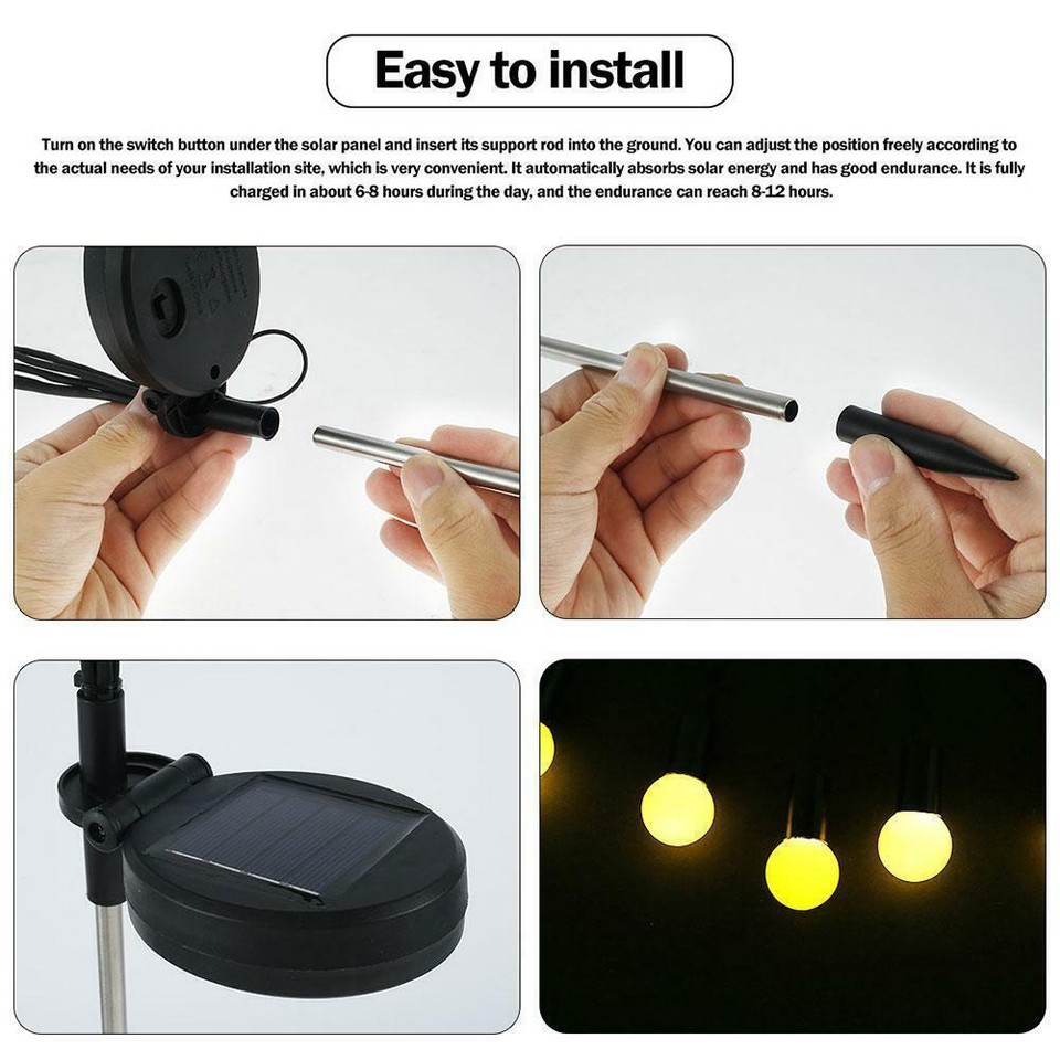 2X/4X Solar LED Light Outdoor Landscape Firework Firefly Gard Light ...