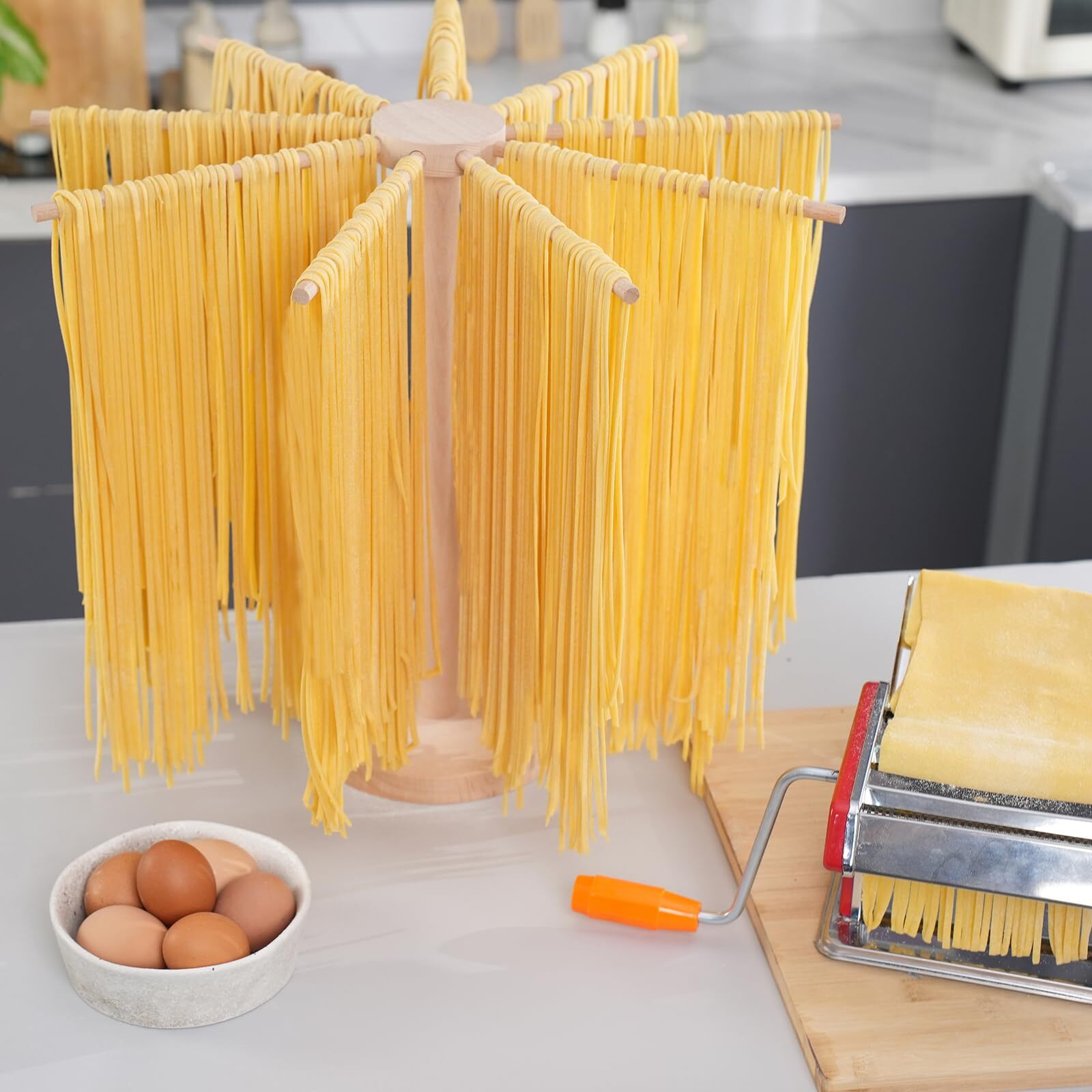 Pasta Drying Rack Large Wood Pasta Rack Collapsible For Fresh Pasta ...