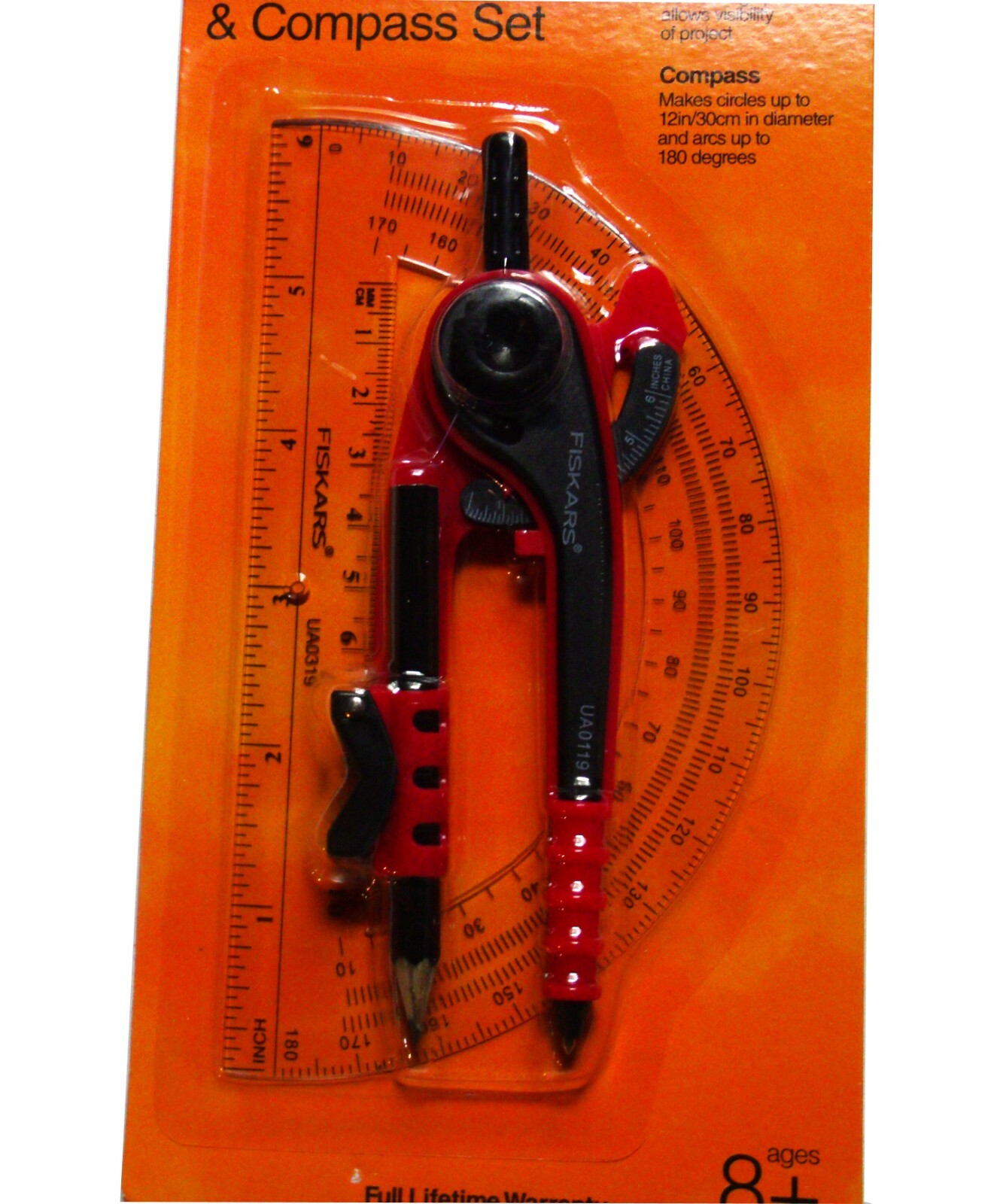 Fiskars Protractor Compass Set School Math Geometry Drawing Art 6"&12 ...