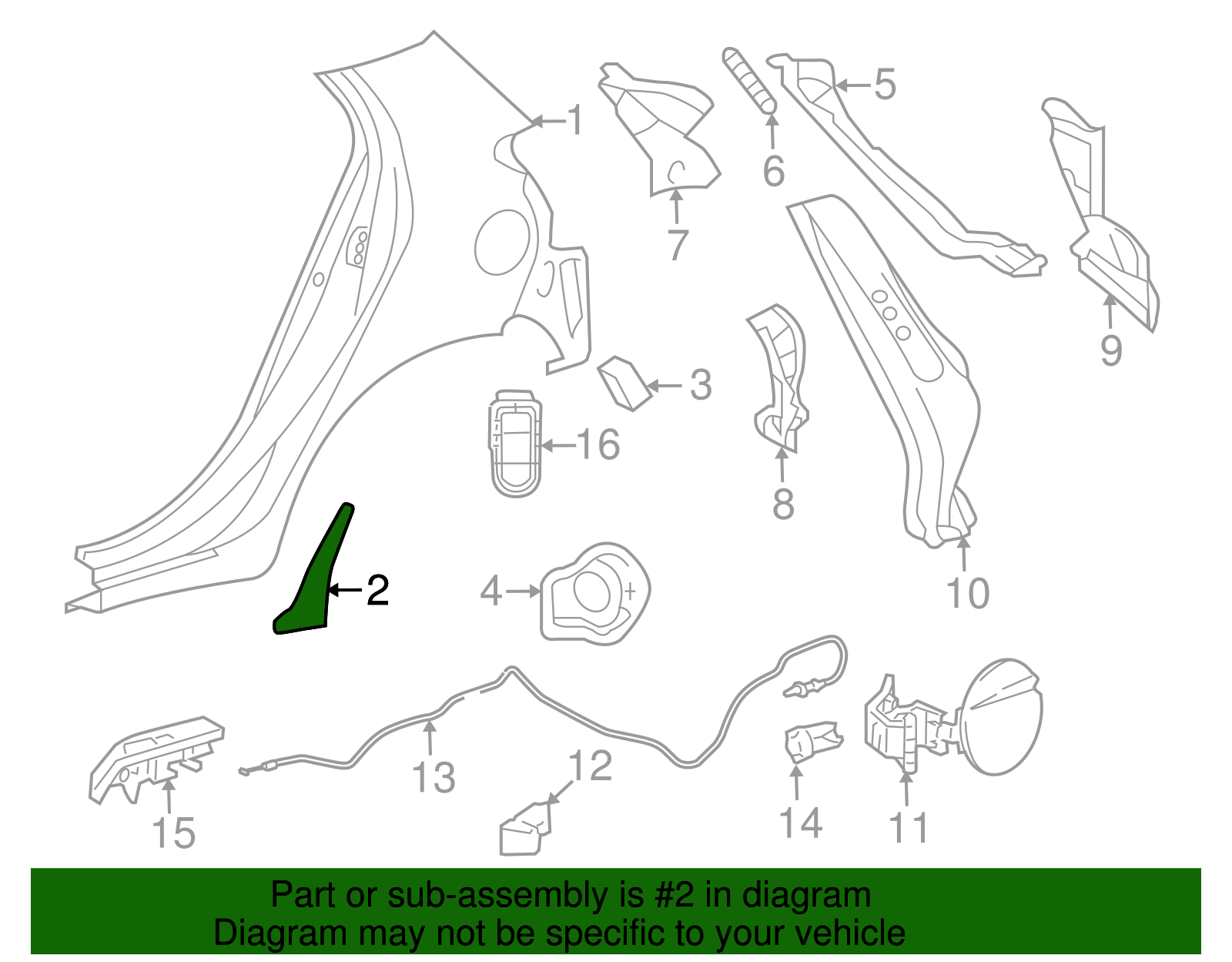 587410D050 Genuine Toyota Protector Quarter Panel RH 58741-0d050 for ...