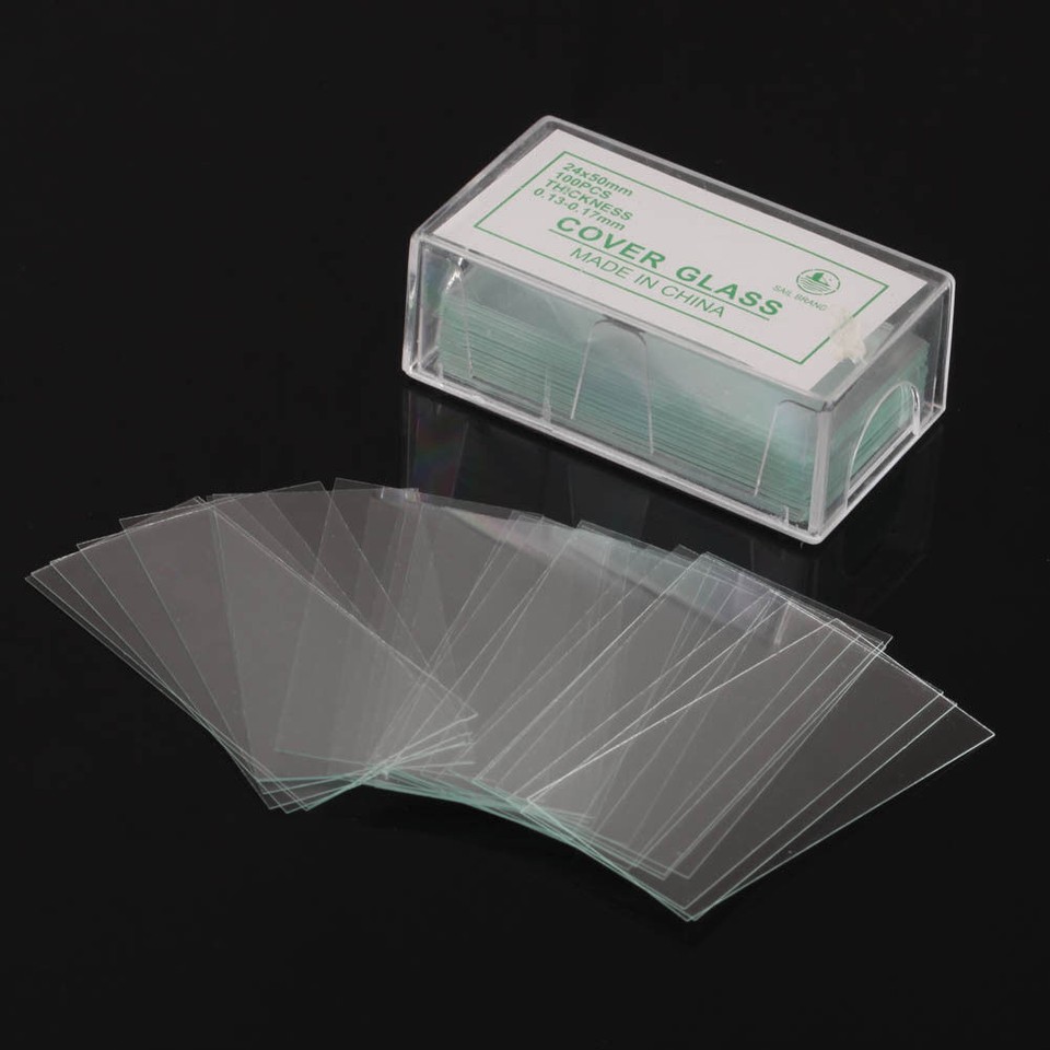 100PCS Blank Microscope Square Cover Glass Coverslip Slides Lab Set 24 ...