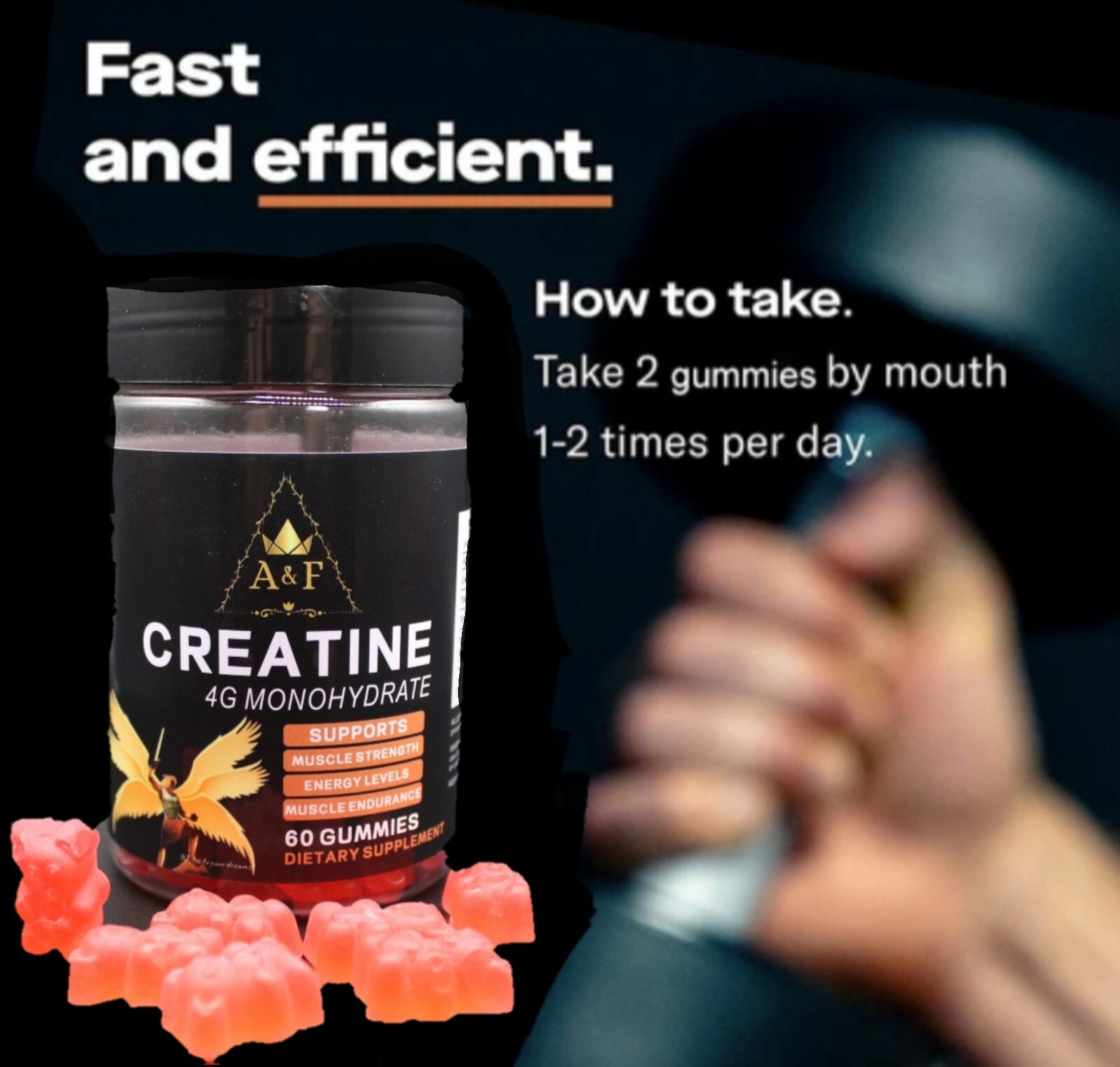 Creatine Monohydrate 4g! Have a Yummy Gummy! Fast Results! | eBay