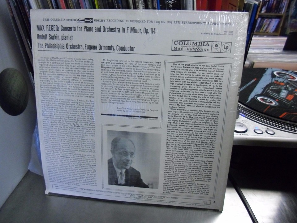 Eugene Ormandy Rudolf Serkin Max Reger vinyl LP Columbia Records EX IN Shrink | eBay