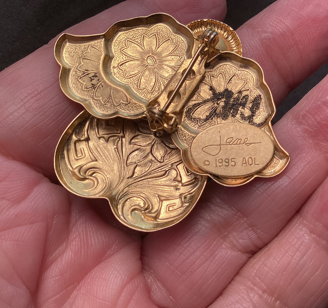 Vintage Angel of Love Heart Jane Davis 1995 AOL Brooch Pin With Faux ...