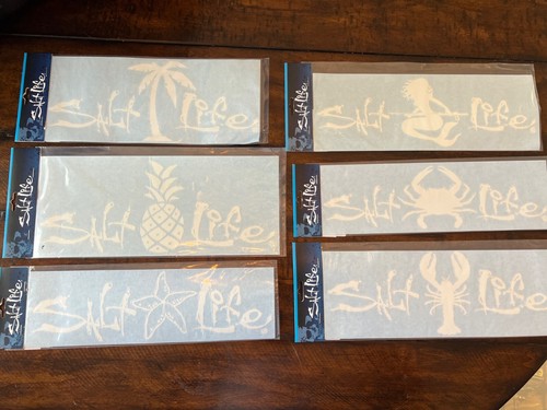 SALT LIFE Sticker Decal 12" PICK ONE Palm Pineapple Starfish Siren Crab ...