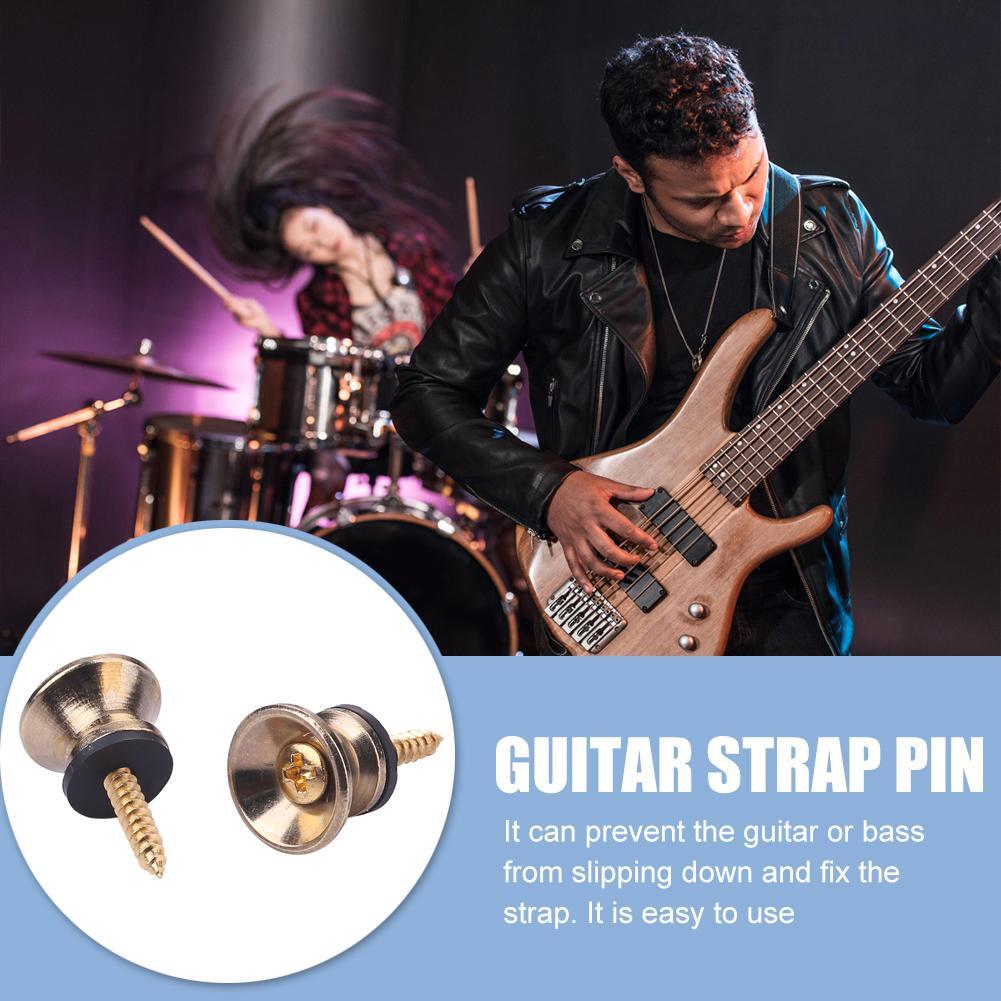 6Pcs Guitar Pegs Anti-slip Strap Buckle Locking Pin for Bass (Gold) AU ...