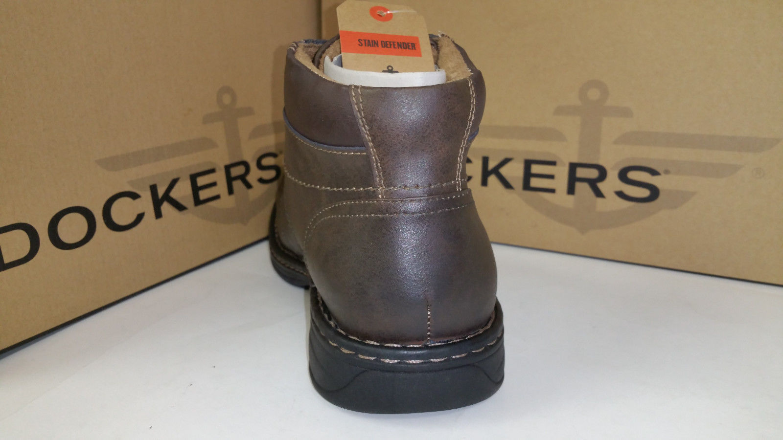 Dockers Men's Full Grain Leather Kingman Brown Stain Defender Ankle ...