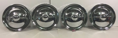 15" United Pacific Single Bar Chrome Bullet FLIPPER Hubcaps Hot Rod Rat ...