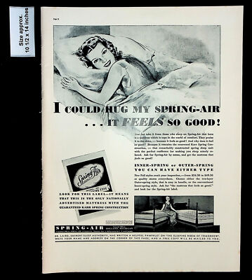 1937 Spring-Air Inner Spring Mattress Woman Bed Smile Vintage Print Ad ...