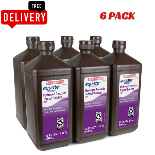 Equate 3% Hydrogen Peroxide Antiseptic Liquid, 6-Pack, 32 fl oz Each ...