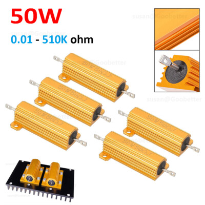 50W Resistor Metal Wirewound Range - Aluminium Power Resistors 0.01 to ...