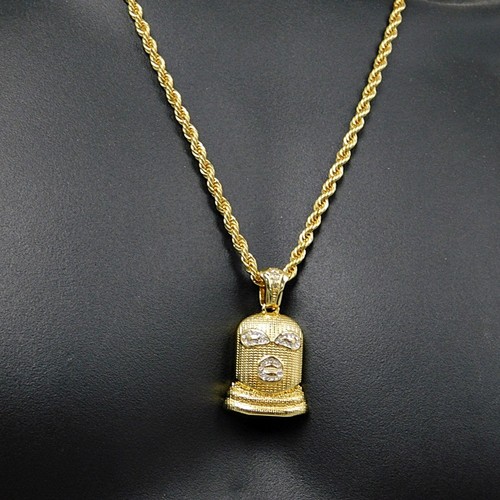 Goon Head Chain Ski Masked Man Thug Small Pendant Gold Plated 24" Rope ...