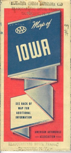 Iowa 1944 Road Map American Automobile Association AAA -- Shipping ...