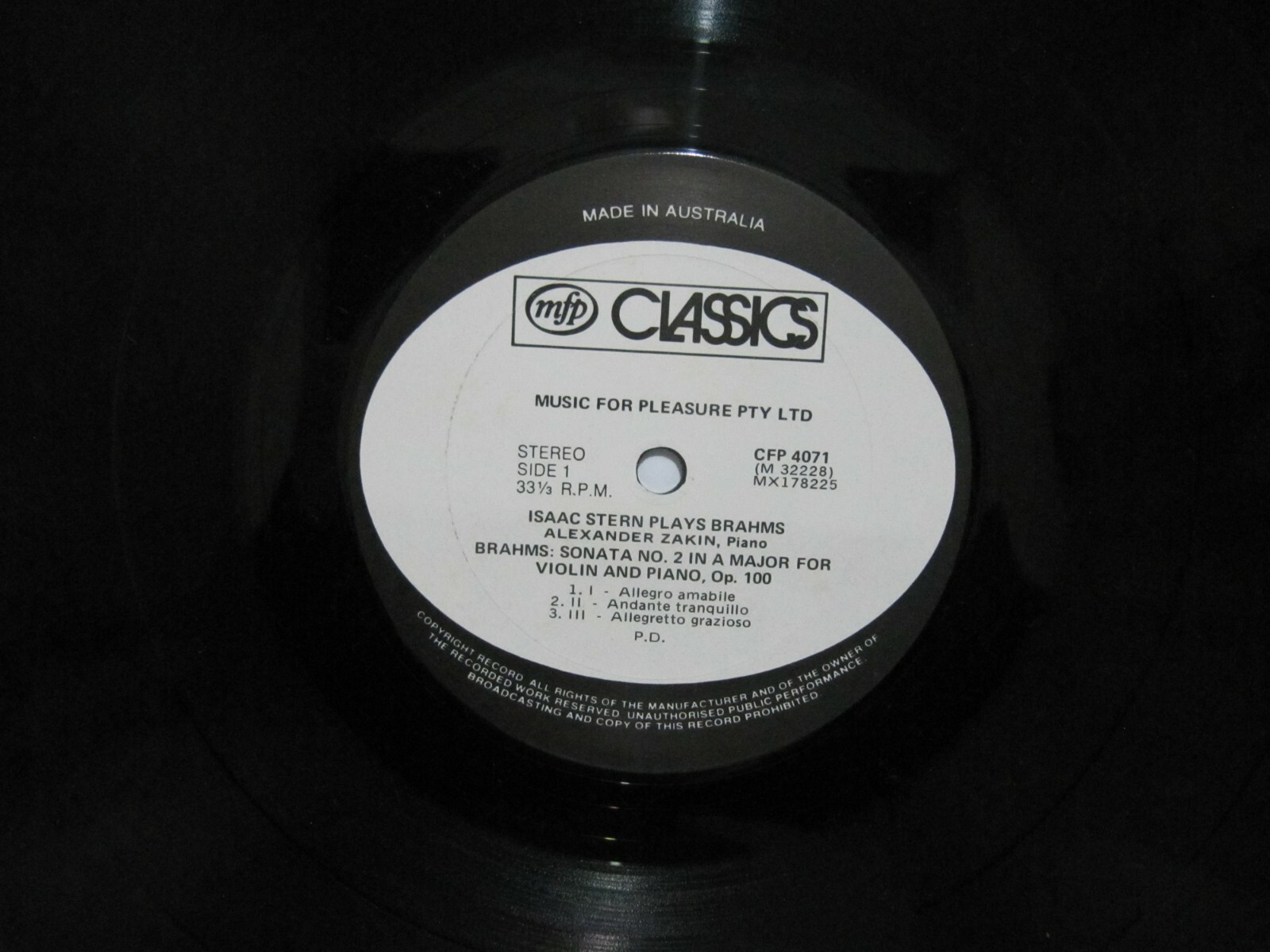 ISAAC STERN PLAYS BRAHMS SONATA NO 2 VINYL RECORD RARE ALEXANDER ZAKIN ...