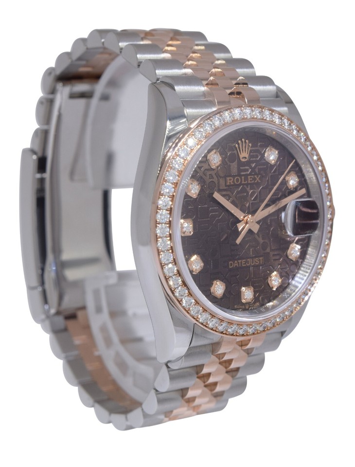 Rolex Datejust 36 18k Rose Gold/Steel Jubilee Chocolate Diamond Watch ...