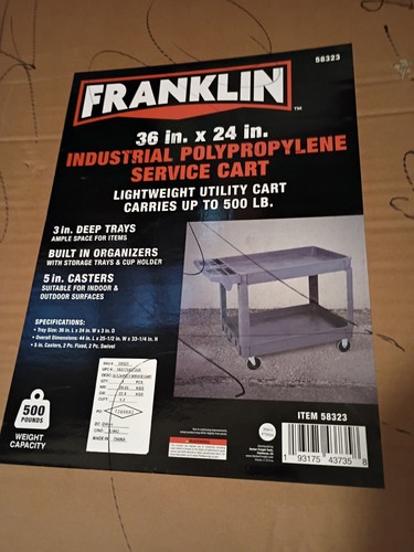 Franklin 36in X 24in Two Shelf Utility Cart With 500lb Capacity | eBay