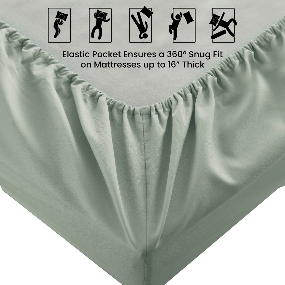 Fitted Sheet Deep Pocket Easy Care Breathable Microfiber Elastic ...