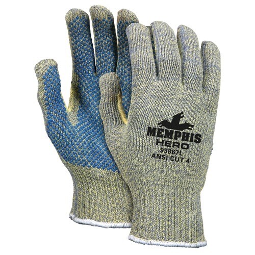 Memphis Safety PVC Dot Palm Cut Resistant Glove 7 Gauge Cut Resistant 4 ...