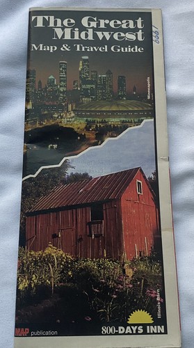 Vintage The Great Midwest Map And Travel Guide Foldout 1998 Days Inn ...