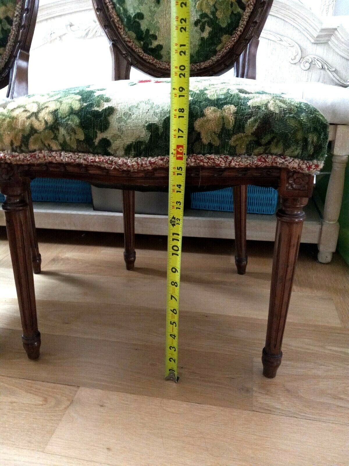 Antique French Carved Chair Scalamandre Marly Cut Velvet Fabric READ ...