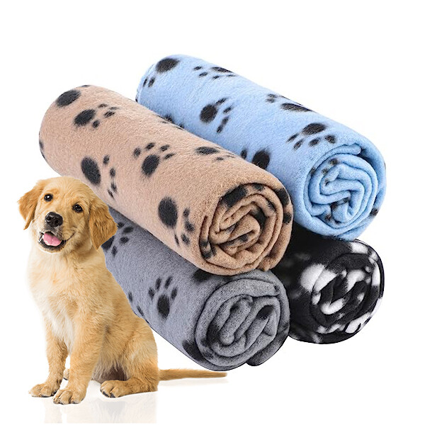 Soft Small Fleece Pet Care Paw Print Blankets Dog Cat Puppy | eBay UK