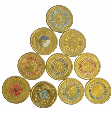 Australia Two Dollar $2 coins 10 Circulated Coloured Low Mintage Coins ...
