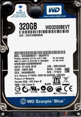 Western Digital WD3200BEVT-00A0RT0 320GB DCM: HBNTJBN | eBay